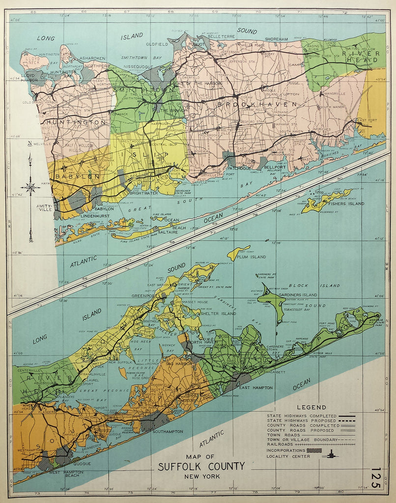 (NY-Suffolk County) Map of Suffolk County – The Old Map Gallery