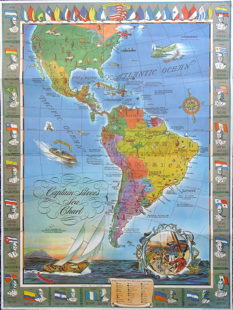 (Americas) Captain Silver's Sea Chart – The Old Map Gallery