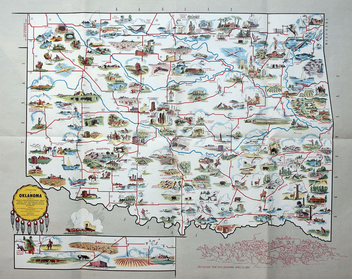 (OK) A Pictorial Map of Oklahoma – The Old Map Gallery