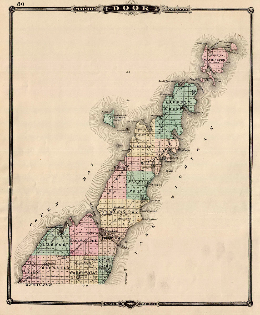 (WI.-Door Co) Map Of Door County – The Old Map Gallery