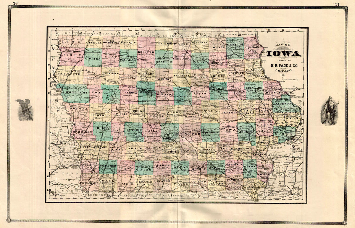 (IA) Map of Iowa – The Old Map Gallery