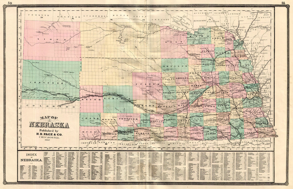 (NE.) Map of Nebraska – The Old Map Gallery