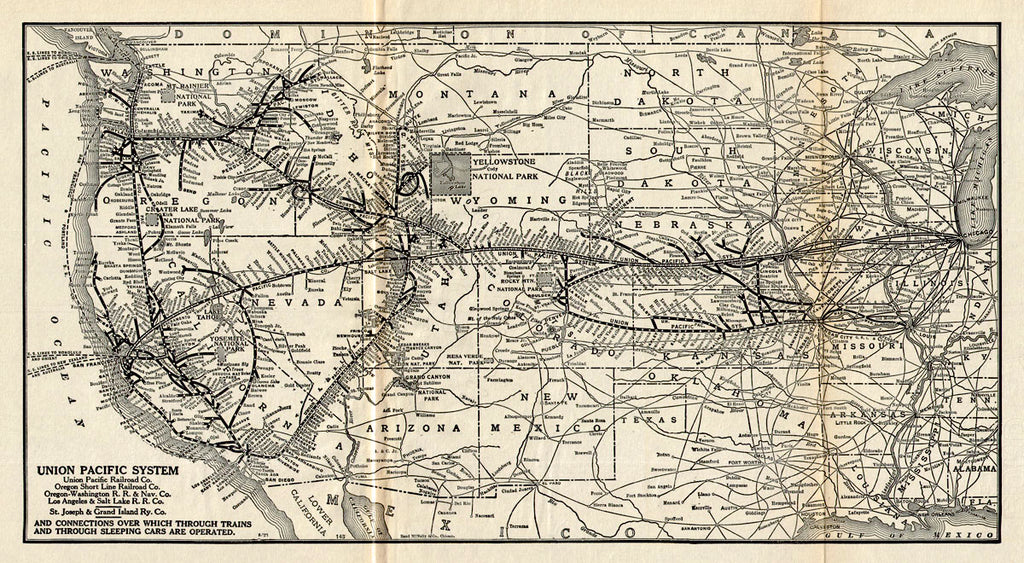 (West - Railroads) Union Pacific System – The Old Map Gallery