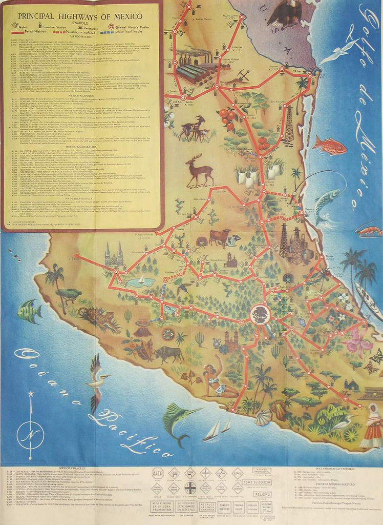 (Mexico) Principal Highways of Mexico – The Old Map Gallery