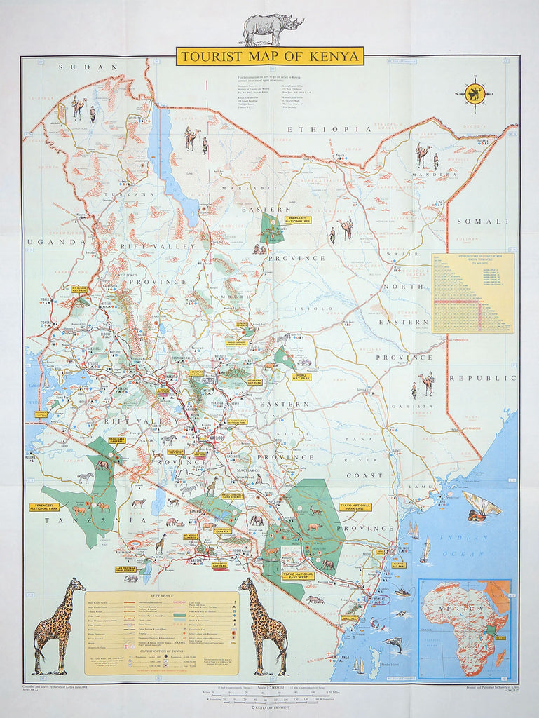 (Kenya) Tourist Map Of Kenya – The Old Map Gallery