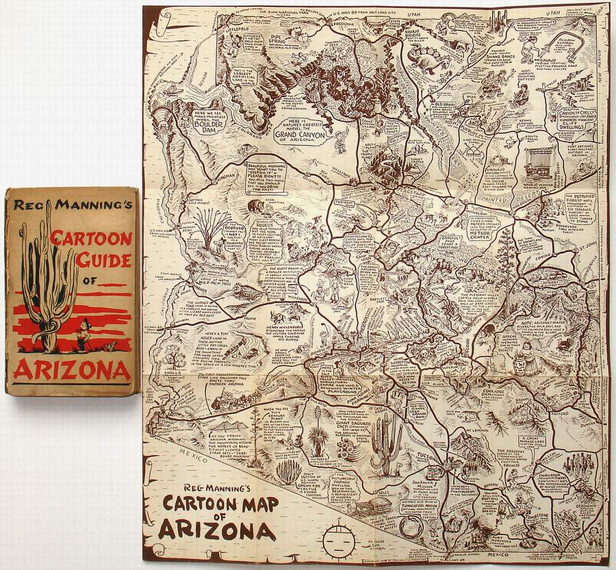 (Arizona) Cartoon Map of Arizona – The Old Map Gallery