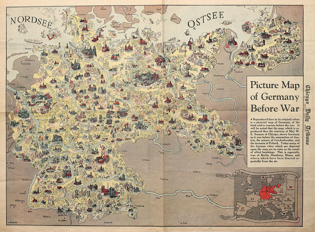 (WWII - Germany) Picture Map of Germany – The Old Map Gallery