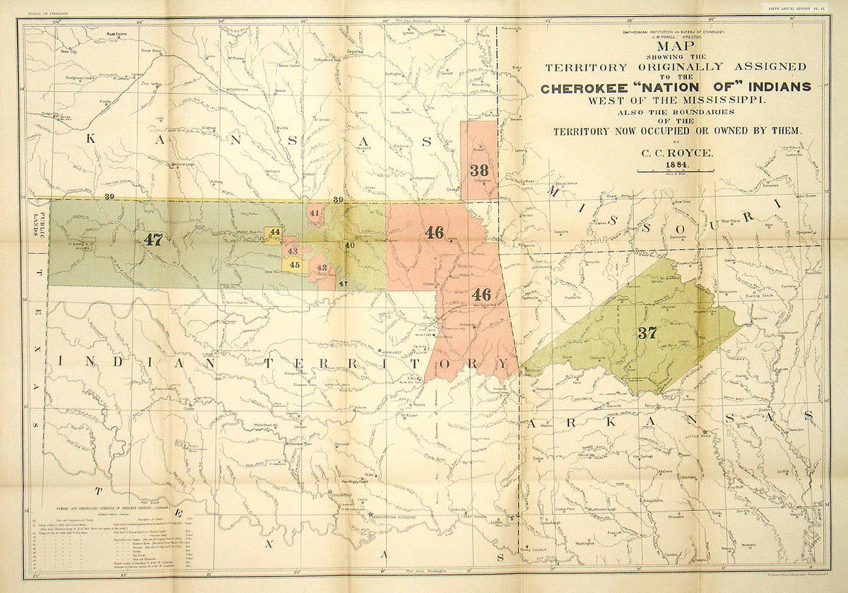 (OK-KS-AR) ...Cherokee "Nation of " Indians West of – The Old Map Gallery