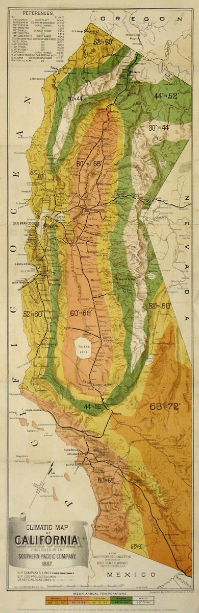 Climatic Map of California – The Old Map Gallery