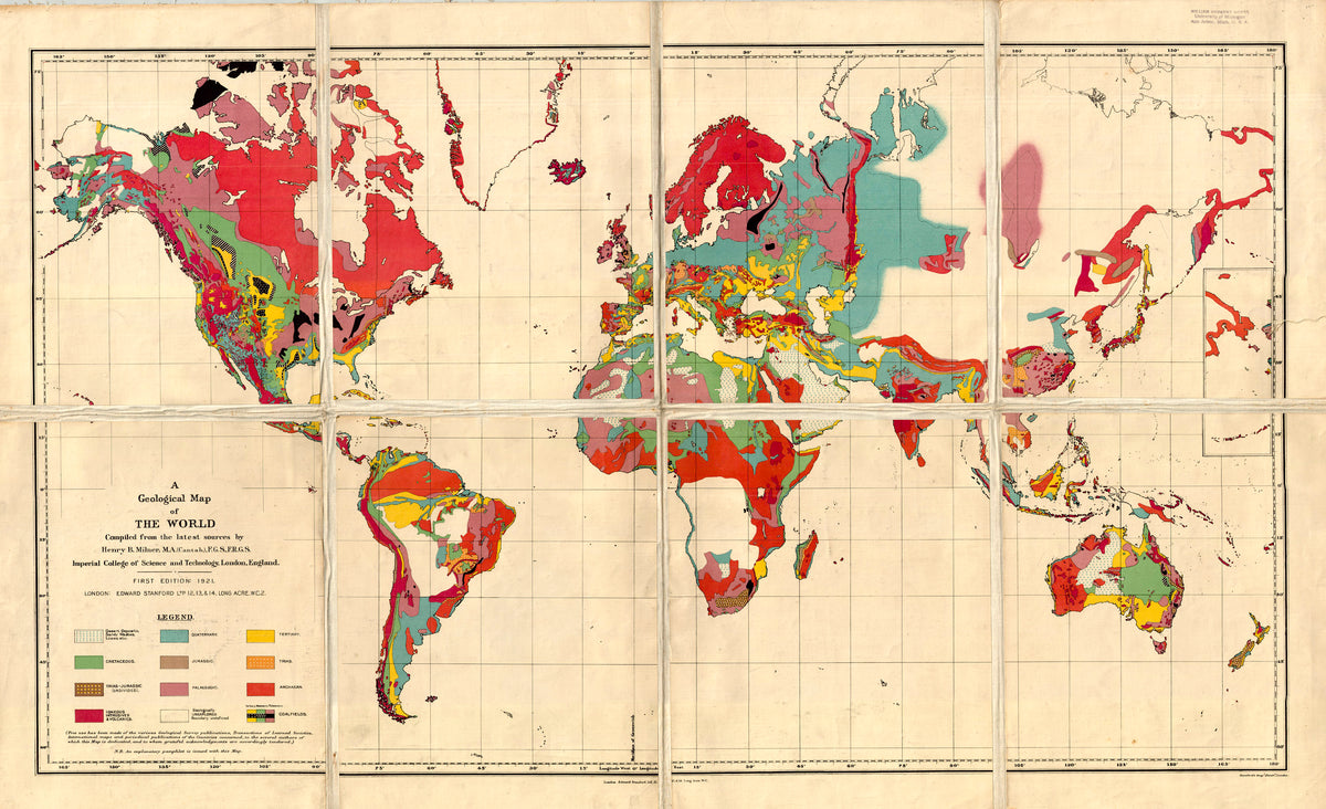 (World- Geological) A Geological Map of The World – The Old Map Gallery