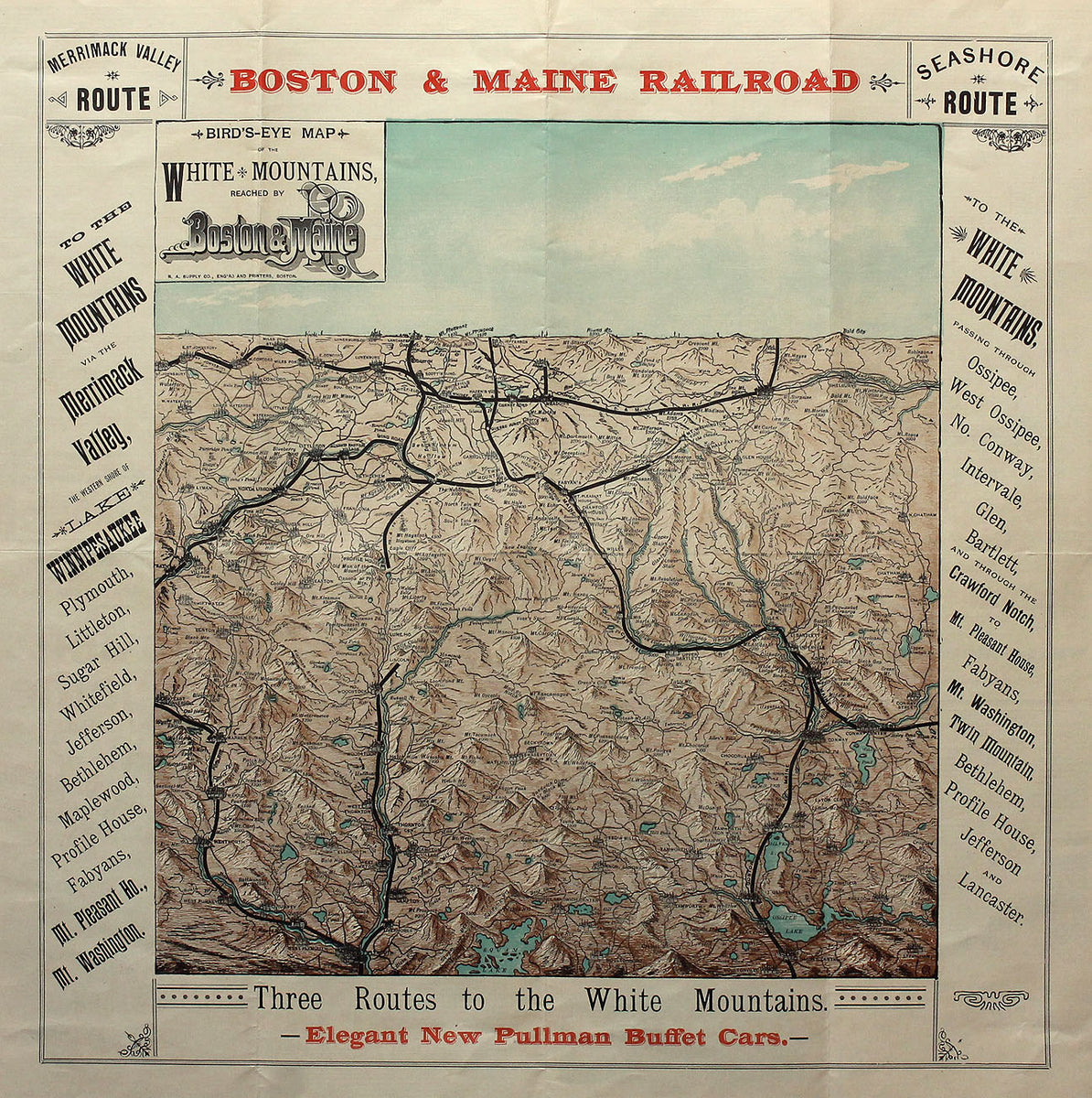 (NH. - White Mountains) Bird's-Eye Map of the White Mountains – The Old ...