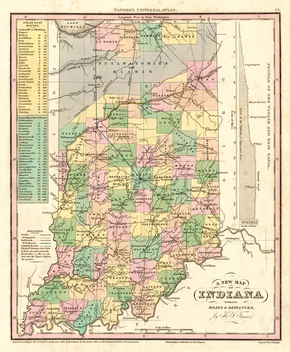 (IN.) A New Map of Indiana... – The Old Map Gallery