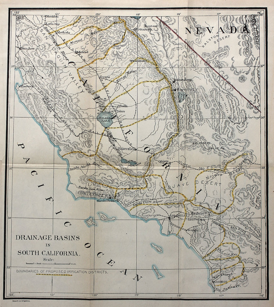 (CA.) Drainage Basins In South California – The Old Map Gallery