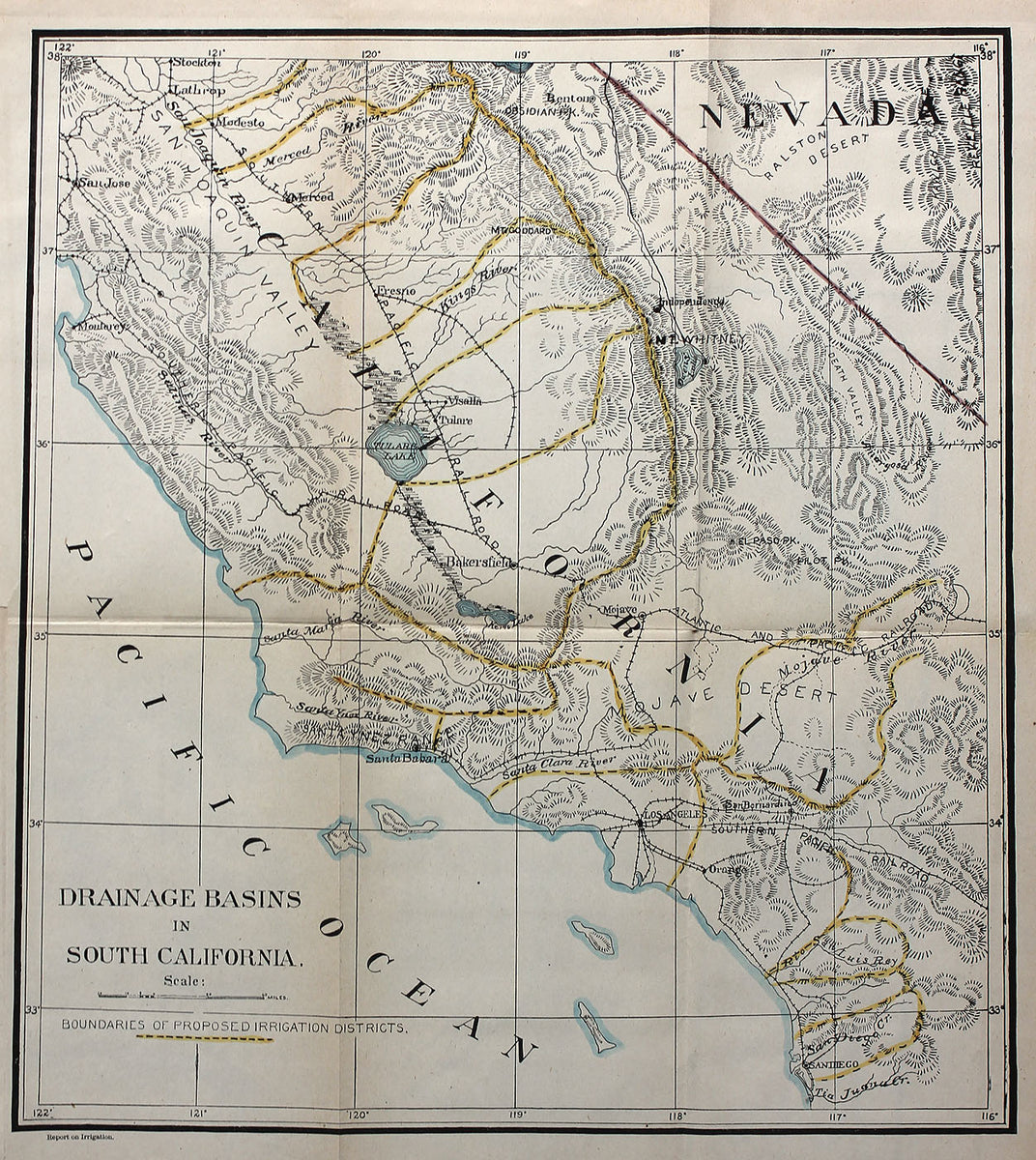 (CA.) Drainage Basins In South California – The Old Map Gallery