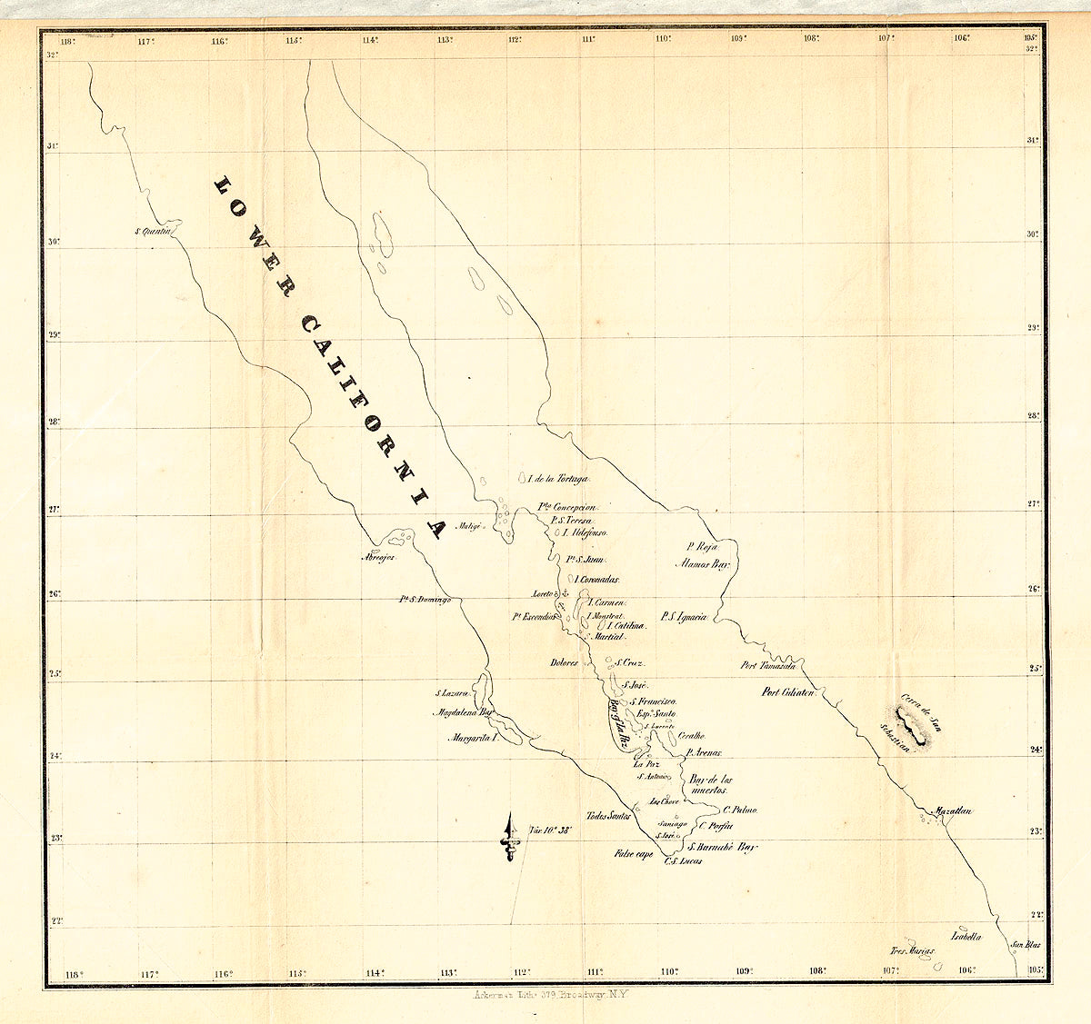 (Mexico-Baja) (Lower California – The Old Map Gallery