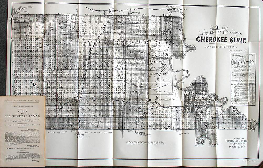 (Oklahoma) Map of the Cherokee Strip – The Old Map Gallery